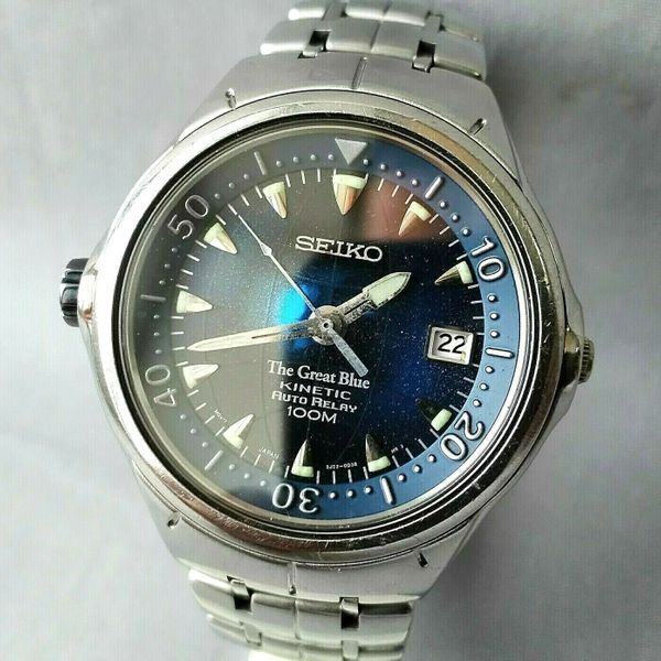 Rare Vintage Watch SEIKO "THE GREAT BLUE"Kinetic Auto Relay 100 m. made ...