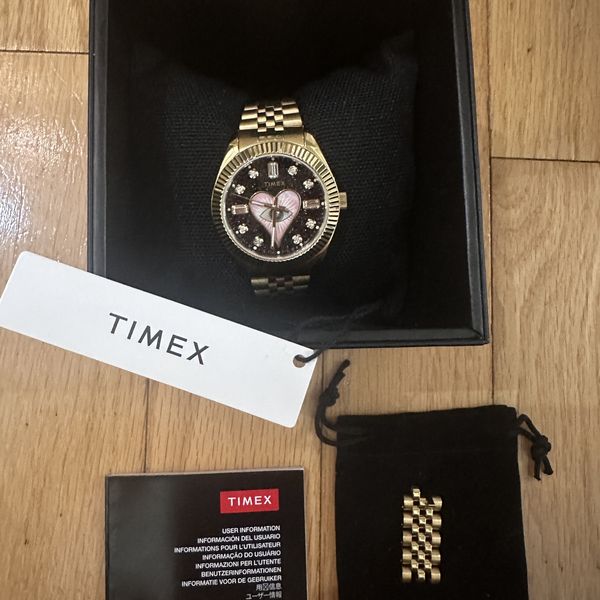 Timex X Jacquie Aiche 36mm Evil Eye Heart Watch with Goldstone Dial ...