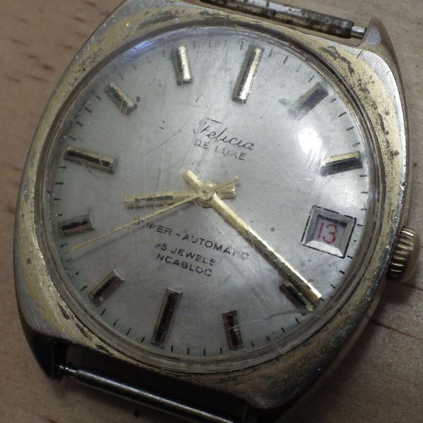Mens Felicia De Luxe Super Automatic 25 Jewel Vintage Watch - Ticking ...