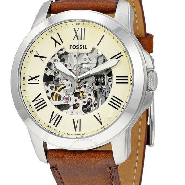[FREE new strap] Fossil Skeleton Automatic Watch brown leather ...