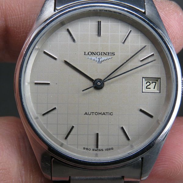 VINTAGE LONGINES 990 SWISS 1626 STAINLESS STEEL SS SWISS DATE AUTO MENS ...