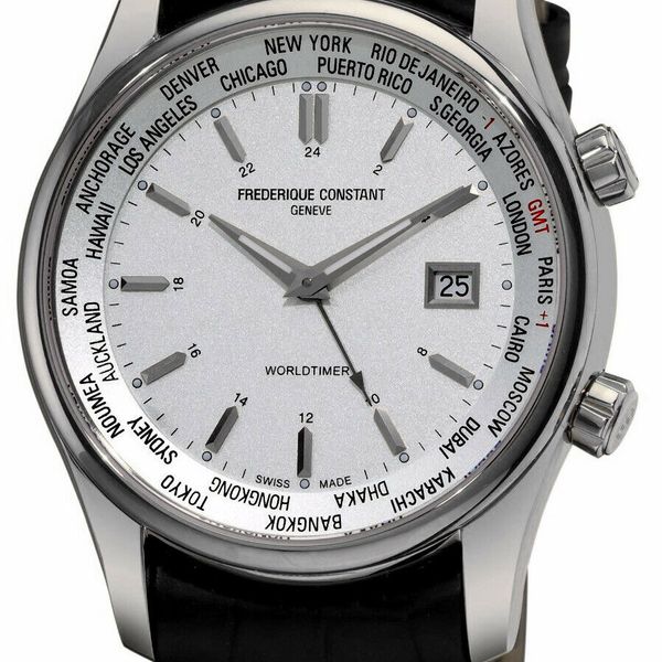 Frederique Constant Index Worldtimer Quartz Stainless Steel (FC-255S6B6 ...