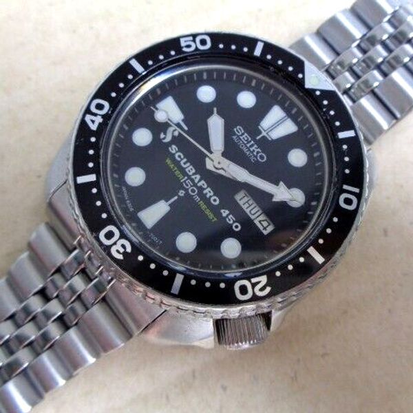 Seiko Diver Slim Mens Watch Day/Date Automatic Black Dial 6309-7290 Sn ...