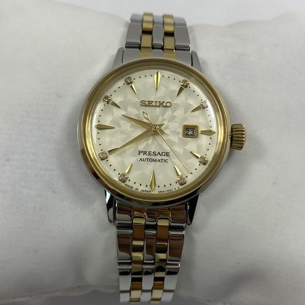 Seiko Presage Cocktail Time Diamonds Automatic Two Tone Ladies Watch ...