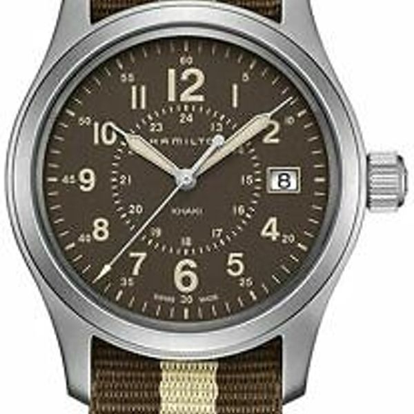 Hamilton Men's H68201093 Khaki Field Brown Dial 38mm Nylon Watch ...