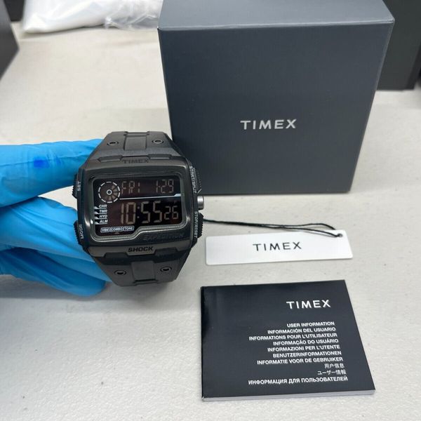 Timex Expedition Grid Shock with Black Resin Strap Indiglo Negative ...