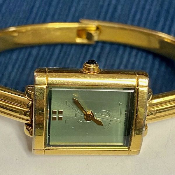 YSL Yves Saint-Laurent Gold Bangle Watch #5920-H12115 Excellent ...