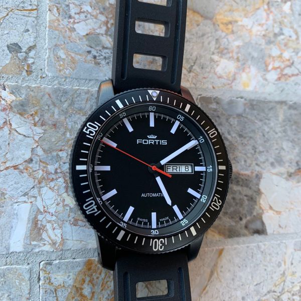 FS: FORTIS MONOLITH BLACK CASE & DIAL AUTOMATIC DAY & DATE DIVER 42MM ...