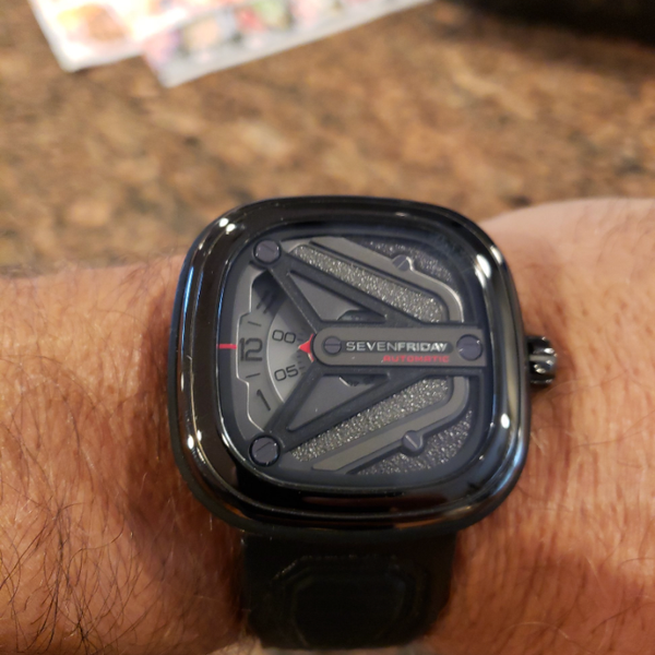 SEVENFRIDAY Men's Spaceship 48mm Black Leather Band Automatic Watch M3 ...