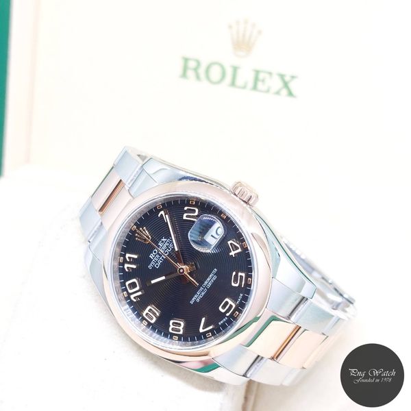 Rolex 36mm Oyster Perpetual 18K Half Rose Gold Black Concentric Arabic ...