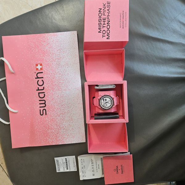 Pink Moonswatch | Mission To The Pink Moonphase Moon | Swatch X Omega w ...