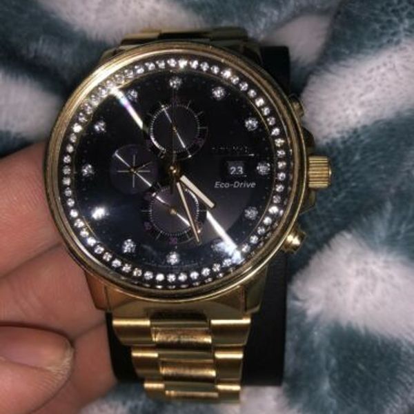 CITIZEN ECO-DRIVE NIGHTHAWK B612-S092965 GOLD STAINLESS STEEL ...