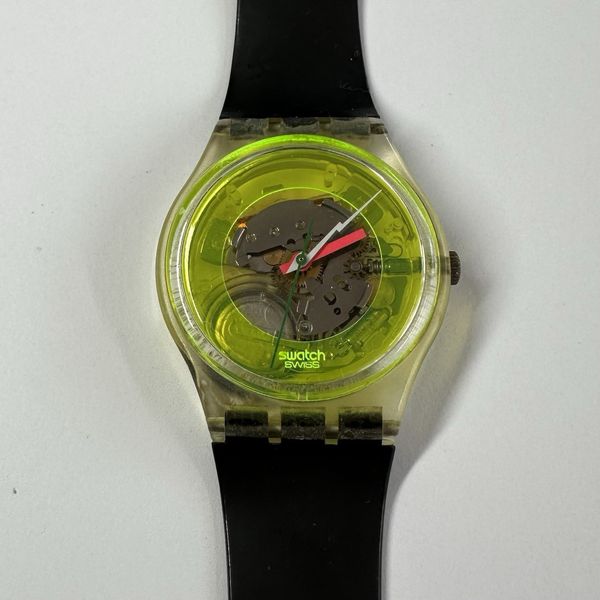 Vintage Swatch Watch 1986 GK101 Techno Sphere Quartz Green Neon Clear ...
