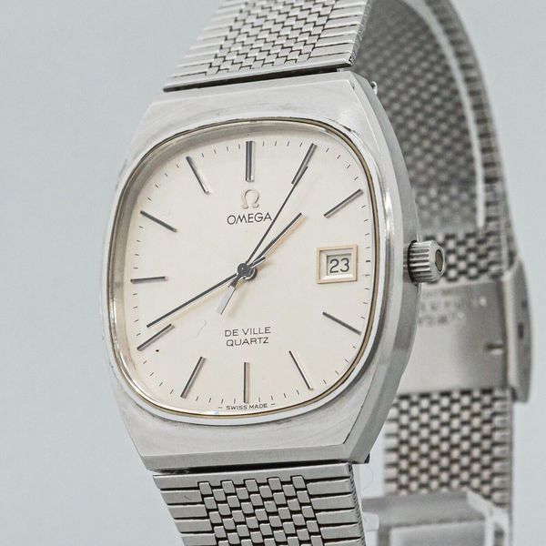 **NEAR MINT** Vintage OMEGA De Ville Cal.1342 Quartz Silver Dial Mens ...