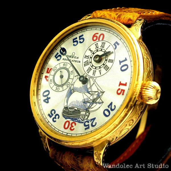 Vintage Men's Wrist Watch Gold Regulateur Mens Wristwatch Swiss Omega ...