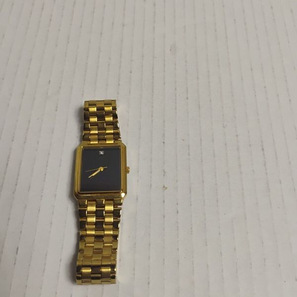 Vintage Citizen Quartz Men's Square Watch Gold Black Face (6031-S15419 ...