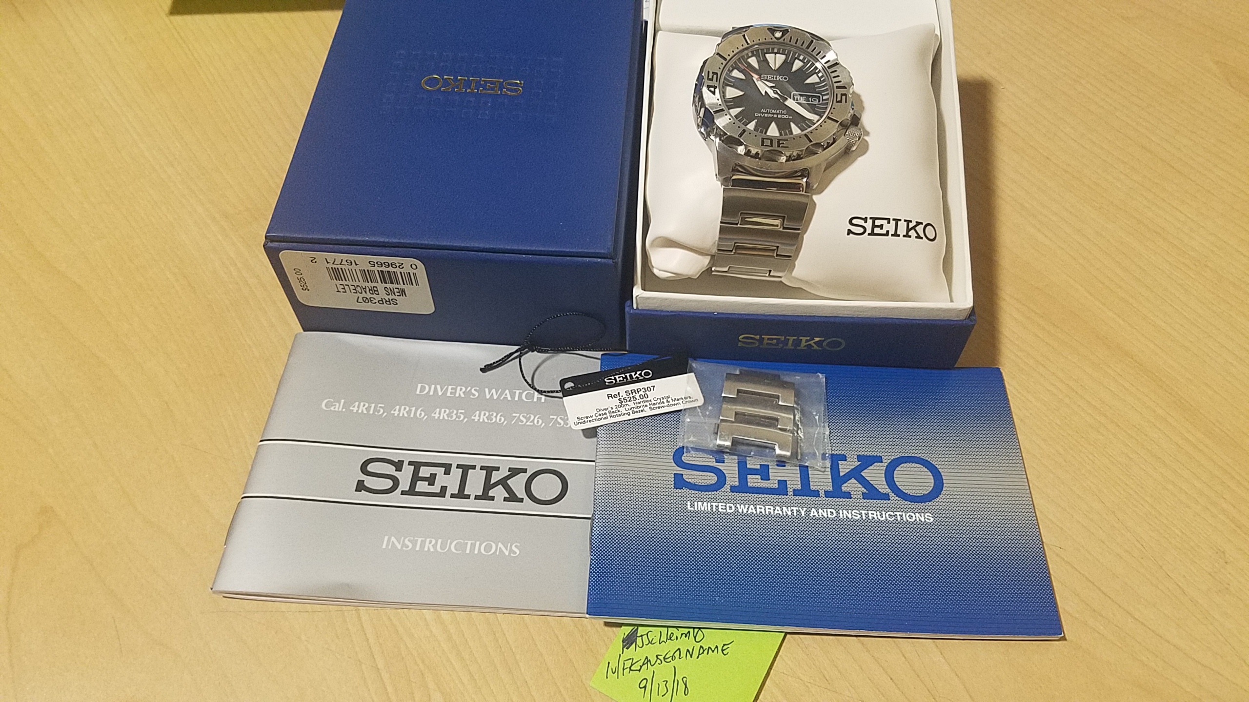 [WTS] Seiko SRP307 2nd Gen Black Monster 4R36 + Sapphire Crystal - Full ...