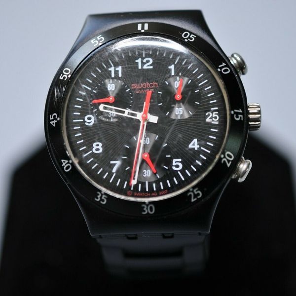 Swatch Black And Red Irony Chrono Aluminium AG 2007 Metal Band NEW ...