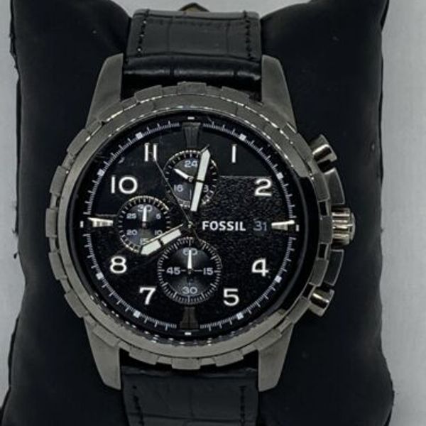 Fossil Dean FS4721 Men's Black Leather Analog Dial Quartz Genuine Watch ...