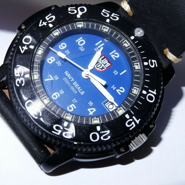 Mens 43mm Luminox Navy Seals Blue Dial 200M Quartz Watch with Luminox ...