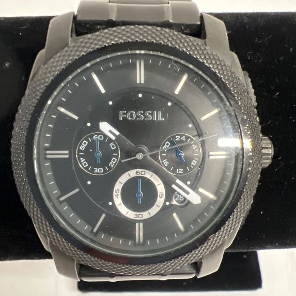 Men's FOSSIL Machine Chronograph Black St. Steel Watch 7.25 ...
