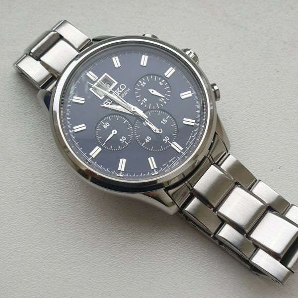 Seiko 7T04-0AE0 Large 42mm Men Stainless Steel Japanese Chronograph ...