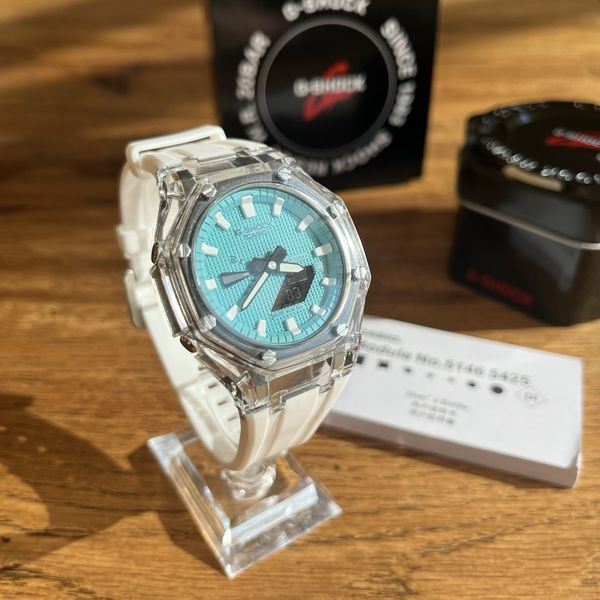 Turquoise Waffle Dial Custom G-Shock Casio GA2100 w/ White Strap Men's ...