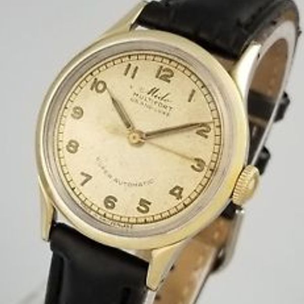 【送料無料】vintage mido miltifort bumper automatic mens wrist watch 14k ...