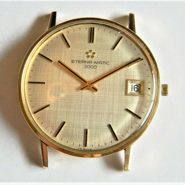 Eterna Matic 3000 cal 1500K Automatic circa 1960s 40 Micron Gold Plated ...