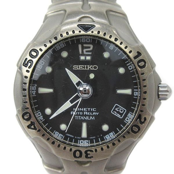 [Used] Seiko SEIKO watch KINETIC AUTORELAY Kinetic auto relay analog 3 hands 5J22-0B80 silver ...