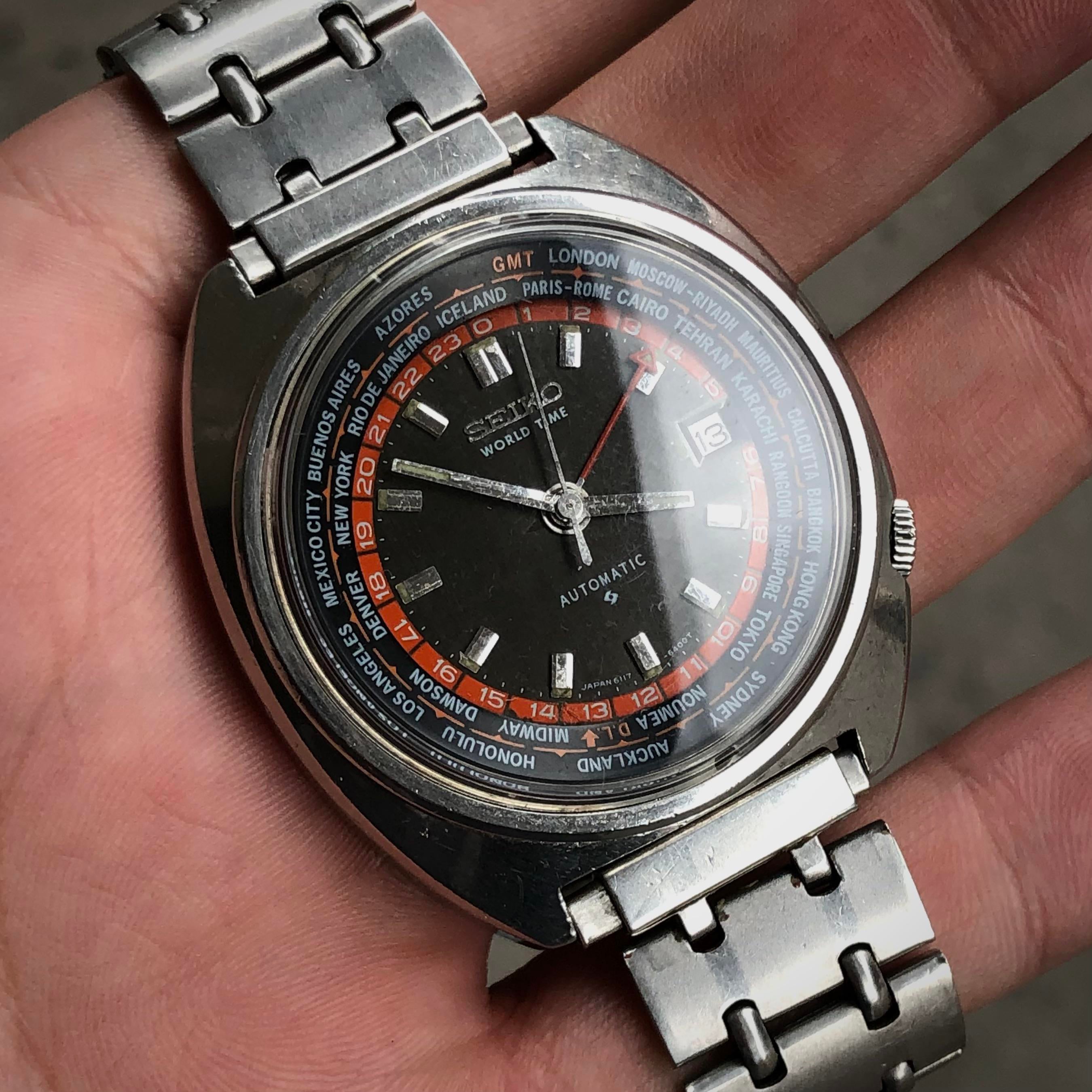 [WTS] Seiko World Time Black Linen Dial 6117-6400 | WatchCharts Marketplace