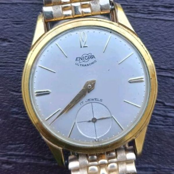 Vintage ENICAR Ultrasonic 17 Jewels Watch Sub-Second Swiss Wristwatch ...