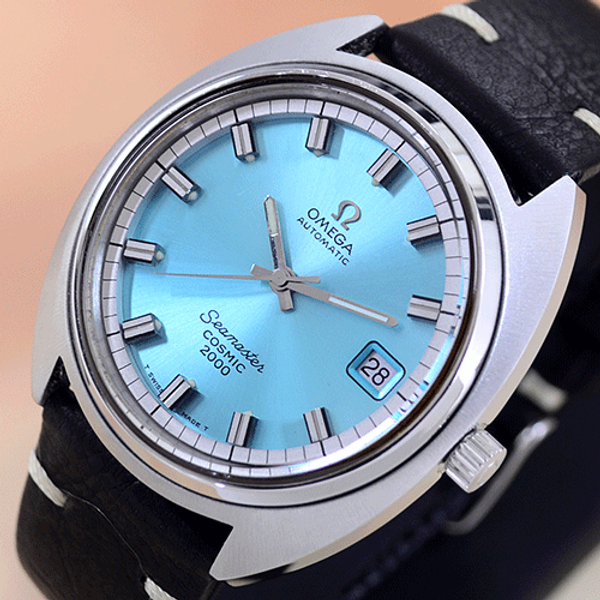 VINTAGE OMEGA SEAMASTER COSMIC 2000 AUTOMATIC SKY BLUE DIAL DATE MEN'S ...