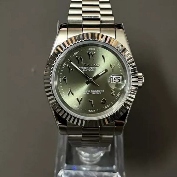 Seiko Mod Watch Olive Green Arab Dial NH35 40mm 36mm | WatchCharts ...