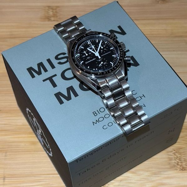 Custom Swatch Omega Mission to the Moon Stainless Steel Case Moonswatch ...