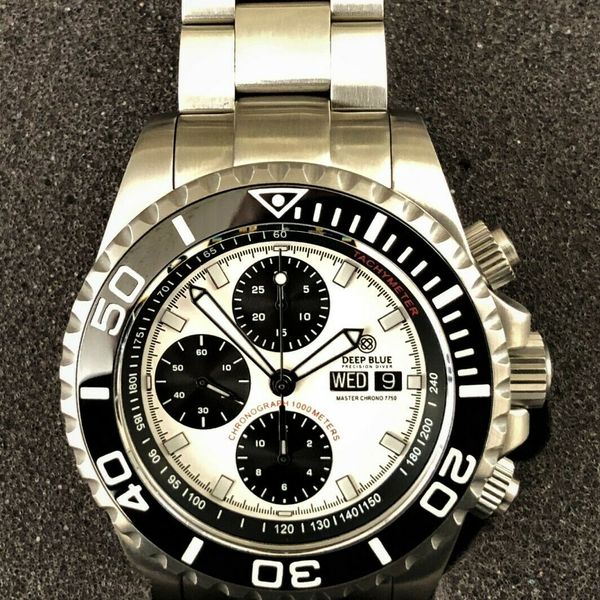 DEEP BLUE Master Chronograph – White Dial – Valjoux 7750 – Panda ...