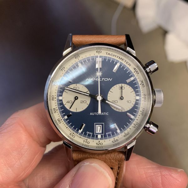Fs Hamilton Intra-Matic blue white chrono new 2019 model | WatchCharts