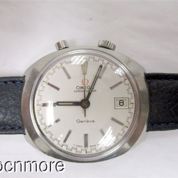 VINTAGE OMEGA GENEVE CHRONOSTOP DRIVER DATE WATCH 146.010 MENS WHITE ...