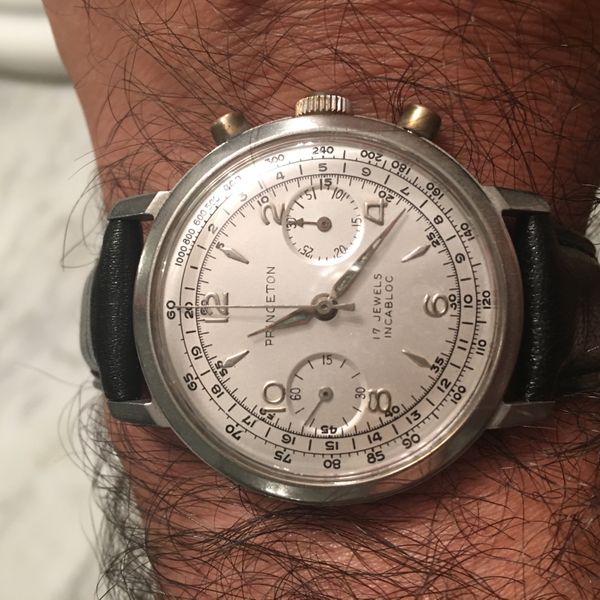 Super Deal Vintage Princeton Venus 188 Chronograph All SS Case Large 37 ...