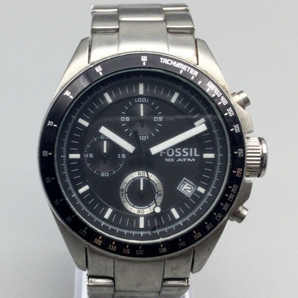 Fossil Decker Chronograph Watch Men CH-2600 42mm Black Dial Date New ...