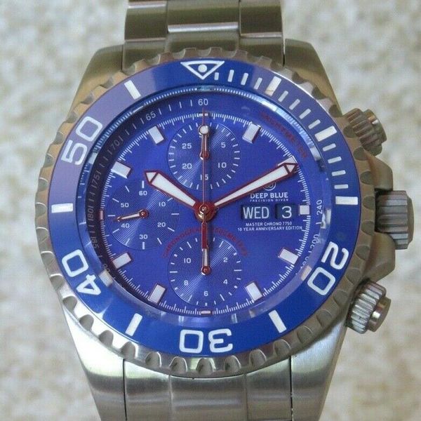 Deep Blue Master Chrono Swiss Valjoux 7750 Automatic Chronograph 45mm ...