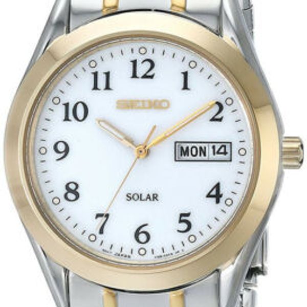 Seiko Men's Core Solar Day/Date Two Tone Stainless Steel Expansion ...