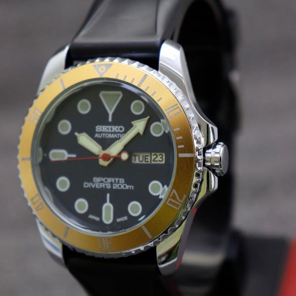 SEIKO Divers Automatic Movement Gold Bezel & Dial Day / Date ð FAST ...