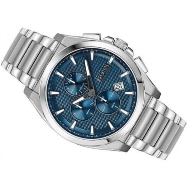 NEW HUGO BOSS MENS HB 1513884 GRANDMASTER BLUE SILVER TONE CHRONOGRAPH ...