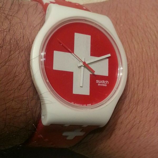 Swatch Snowpass Swiss Pavilion white Cross on Red Swiss Watch ...