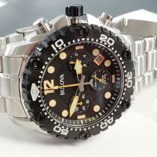 Bulova UHF Precisionist 98B244 Sea King Chronograph 300m Stainless Dive ...