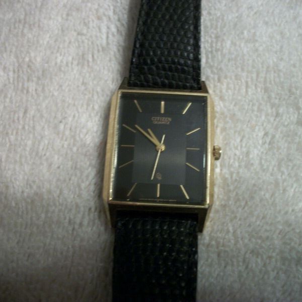 Citizen Quartz Watch - Gold Tone Black Rectangular Dial-6031-K02627 CK ...
