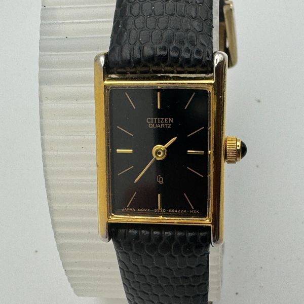 Citizen Quartz Watch 3220-S18604 Women Gold Black Rectangle Leather New ...