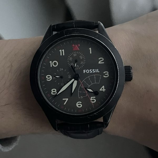 Fossil Mens Pilot Chronograph Watch With Date Vintage Leather Strap ...