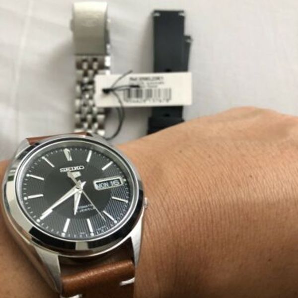 Seiko 5 SNKL23K1 Automatic Wrist Watch + 2 Bands 38mm Dress Men SNKL23 ...
